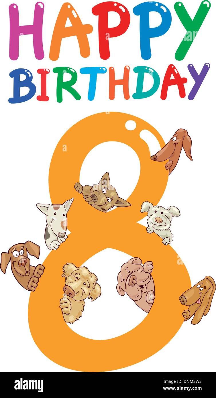 cartoon illustration design for eighth birthday anniversary Stock ...