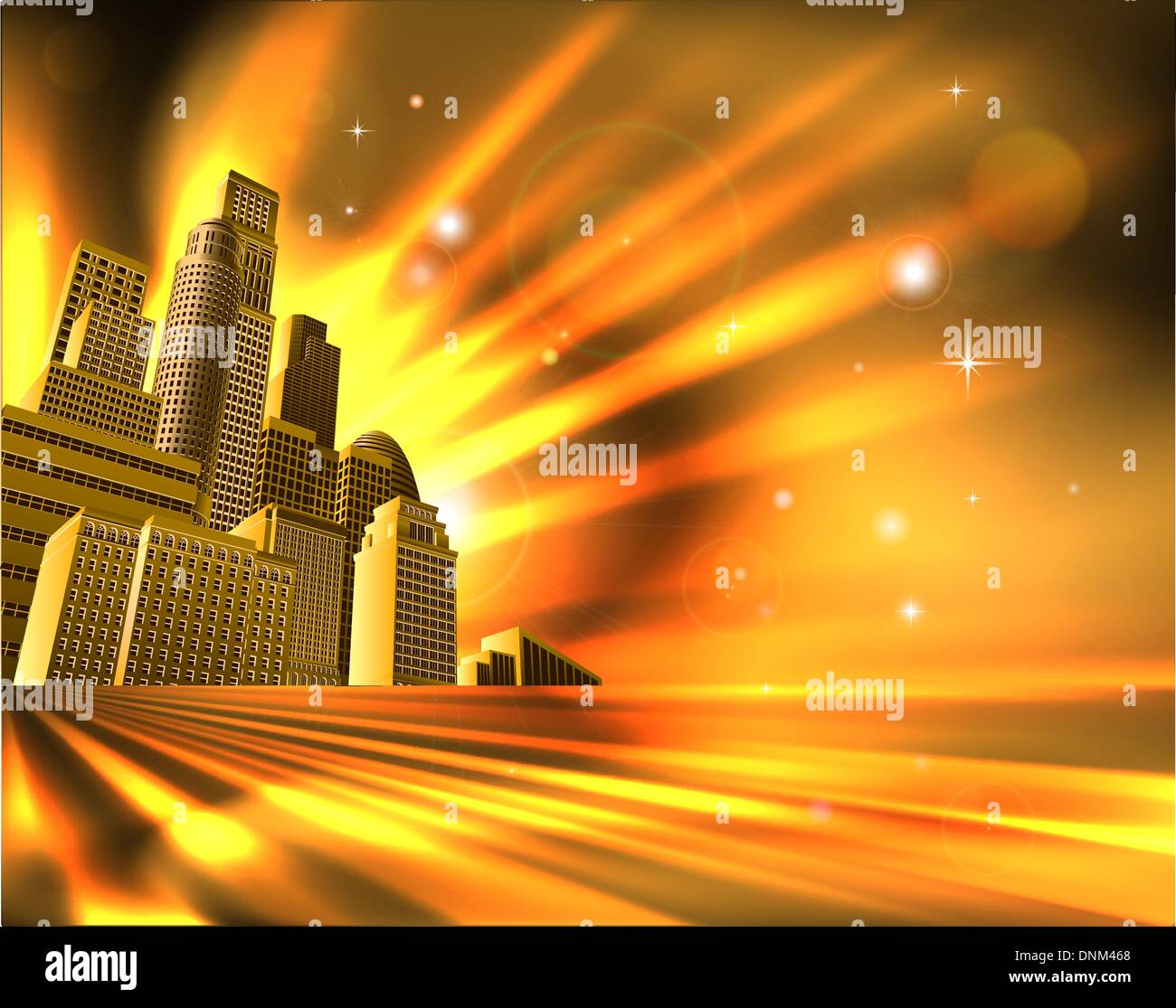 Orange and yellow business office block skyscraper illustration Stock ...