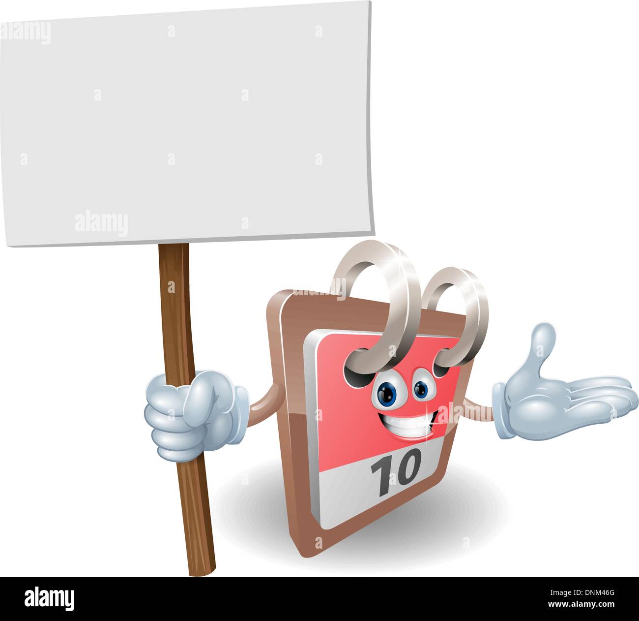 Cute calendar cartoon character holding a sign post Stock Vector Image ...