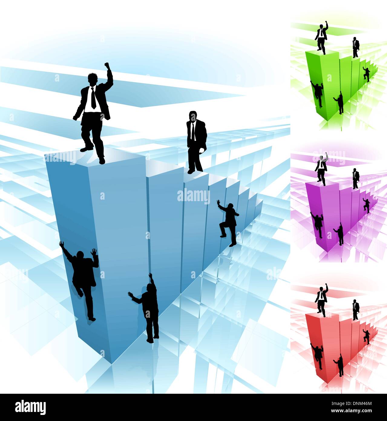 Conceptual piece. Business people striving to reach the top, some ...