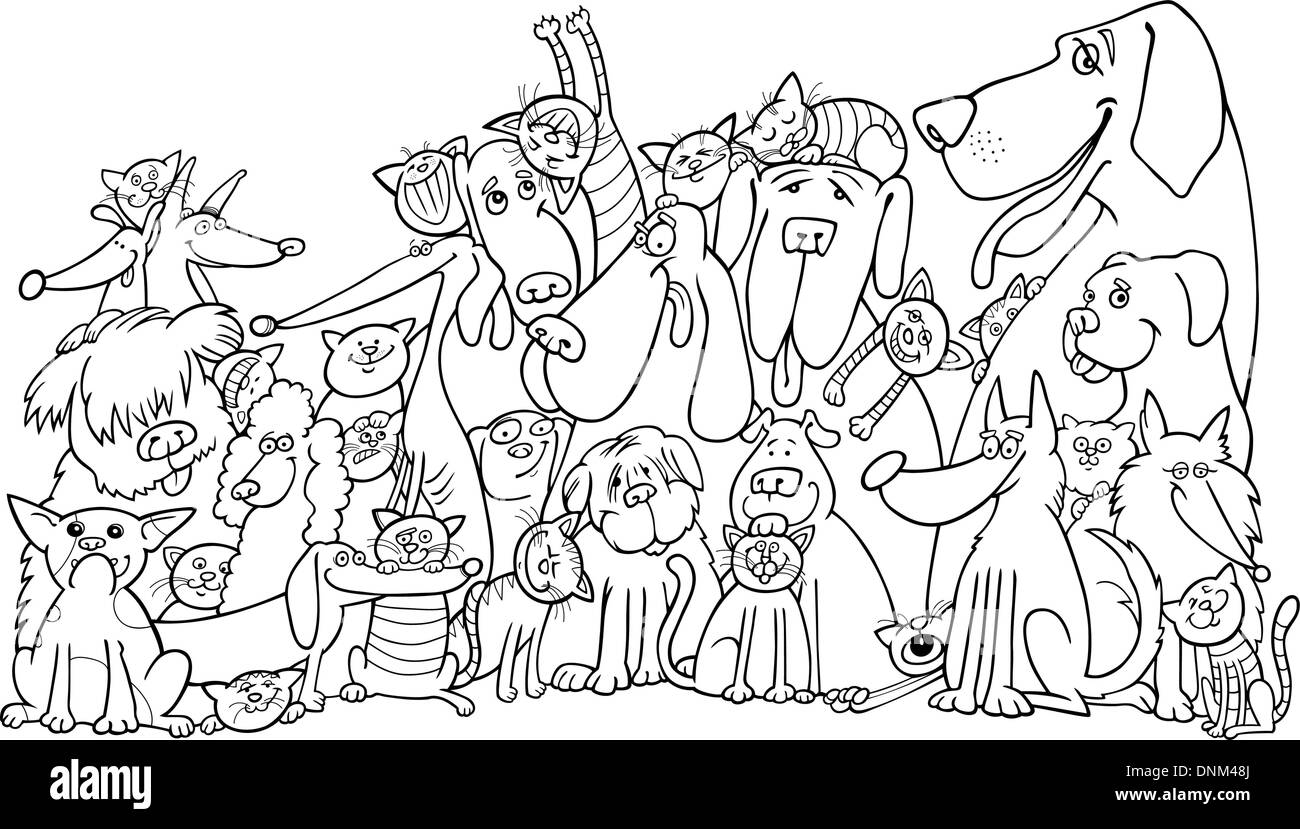 Group cats dogs coloring hi-res stock photography and images - Alamy