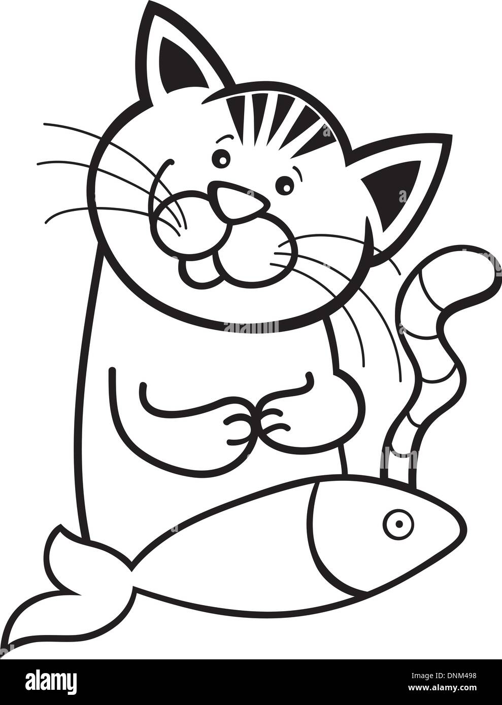 Cat Eating Fish Clipart To Color