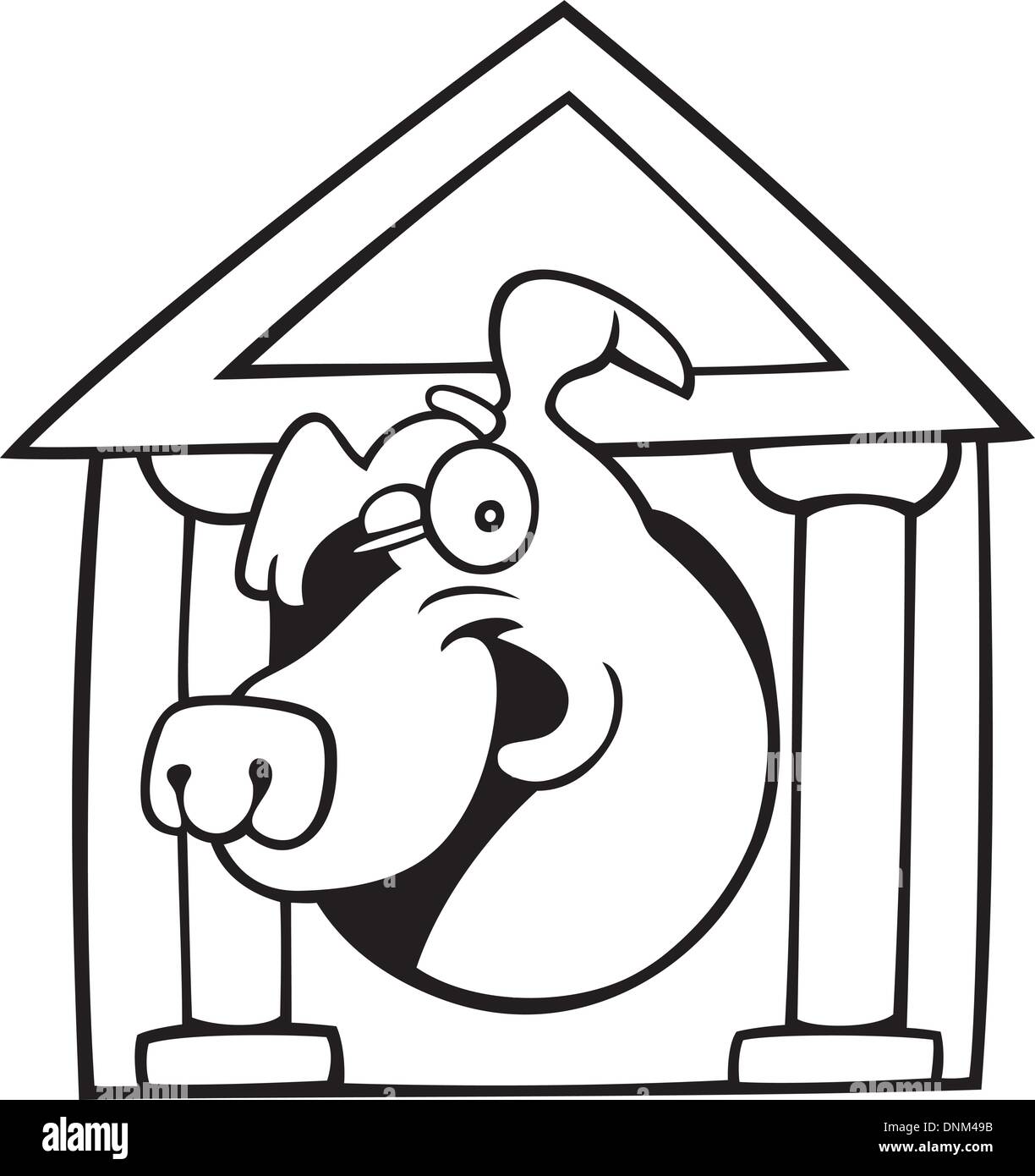 illustration of Dog in kennel for coloring book Stock Vector Image ...