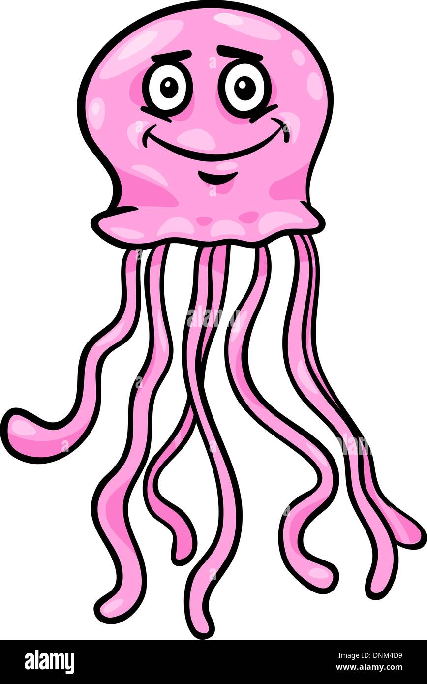 Cartoon Illustration of Cute Comic Jellyfish Stock Vector Image & Art ...