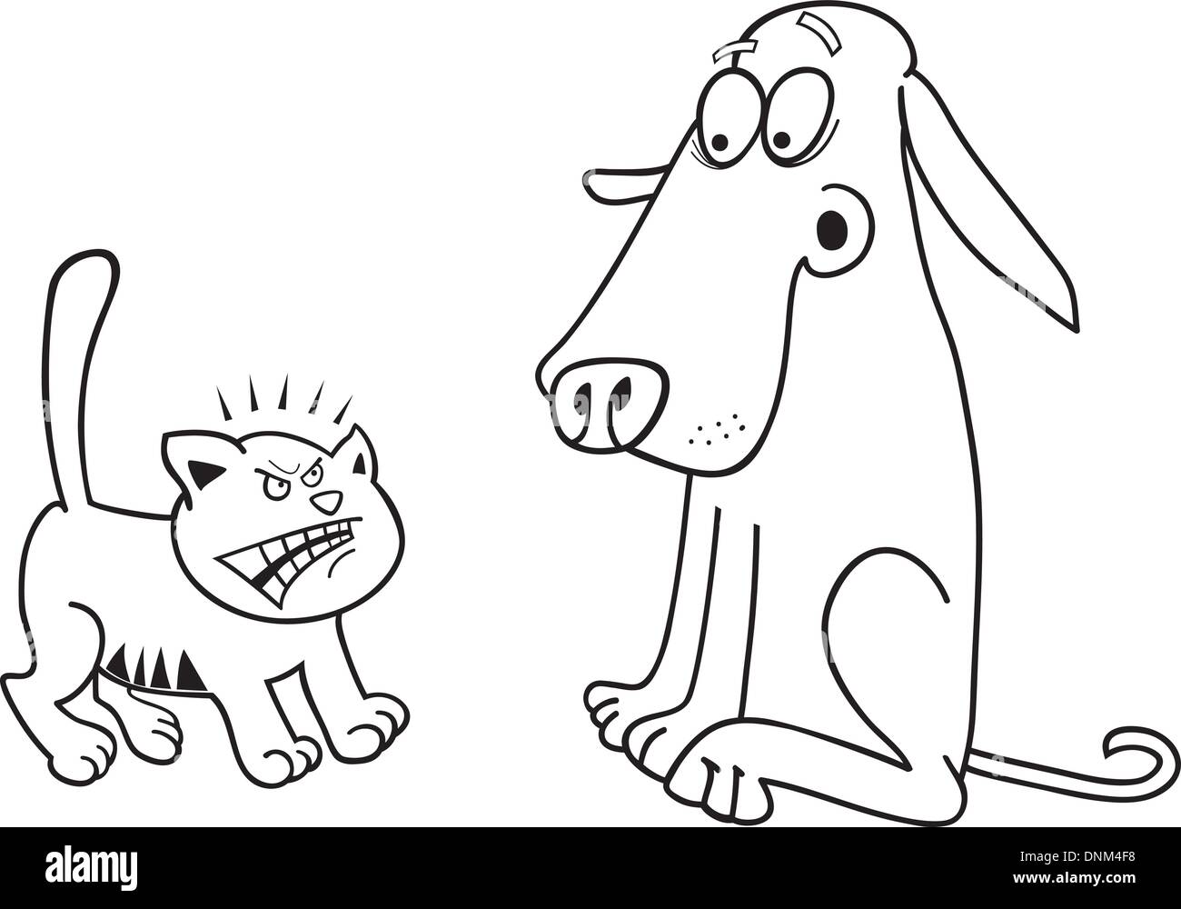 illustration of angry kitten and frightened dog for coloring book Stock ...