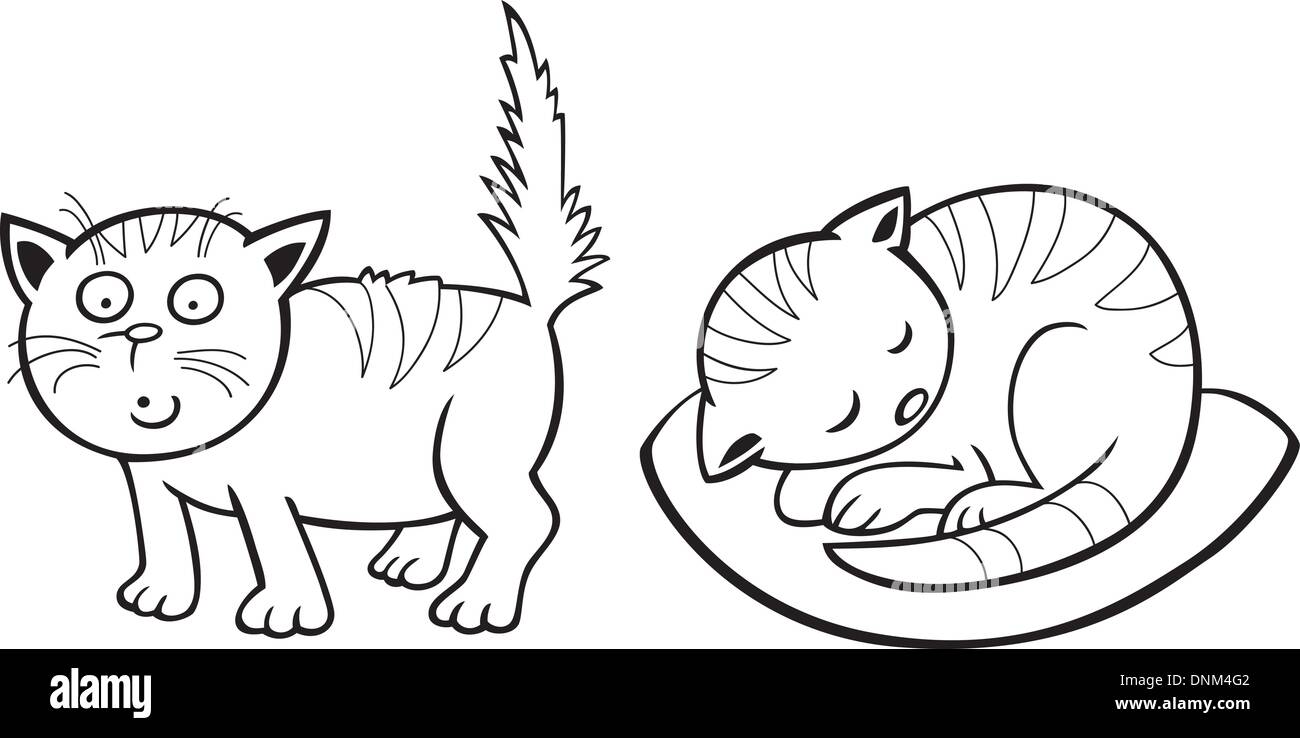 illustration of Cute little Cats for coloring book Stock Vector Image ...