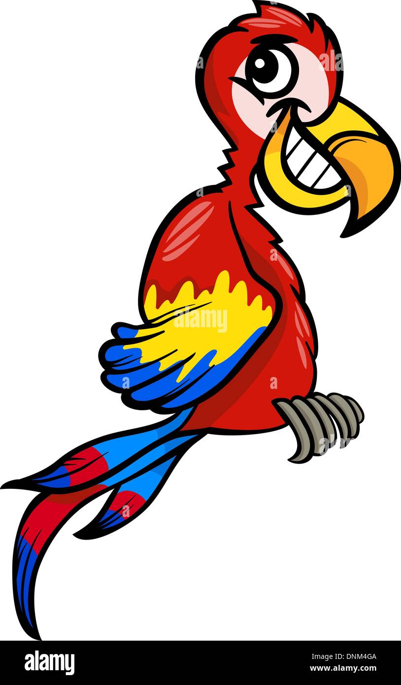 Cartoon Illustration of Funny Macaw Parrot Bird Clip Art Stock Vector ...