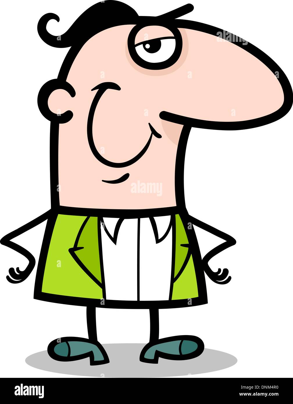 Cartoon Illustration of Funny Glad or Content Man Comic Character Stock ...