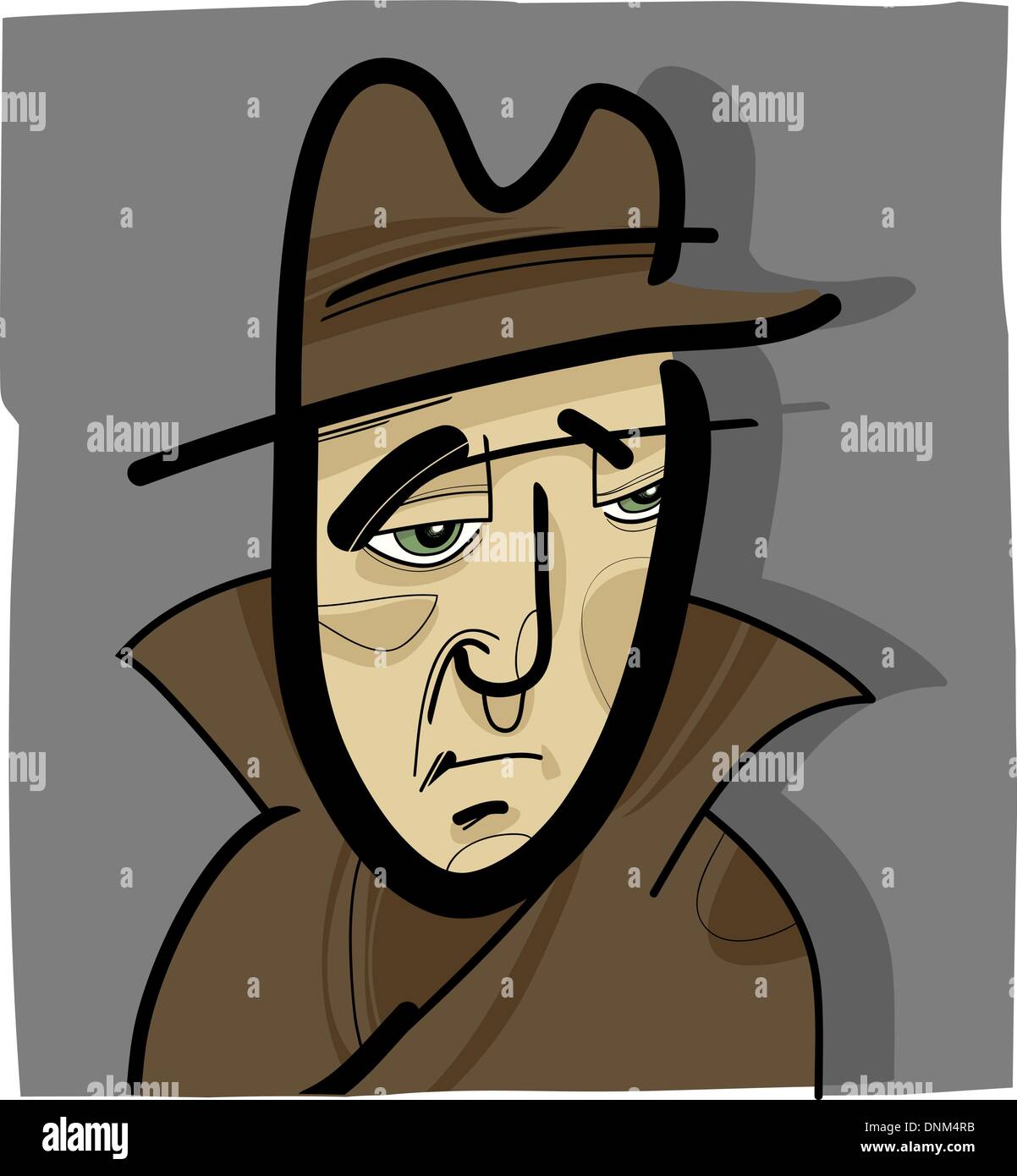 cartoon illustration of mysterious man in the hat Stock Vector Image ...