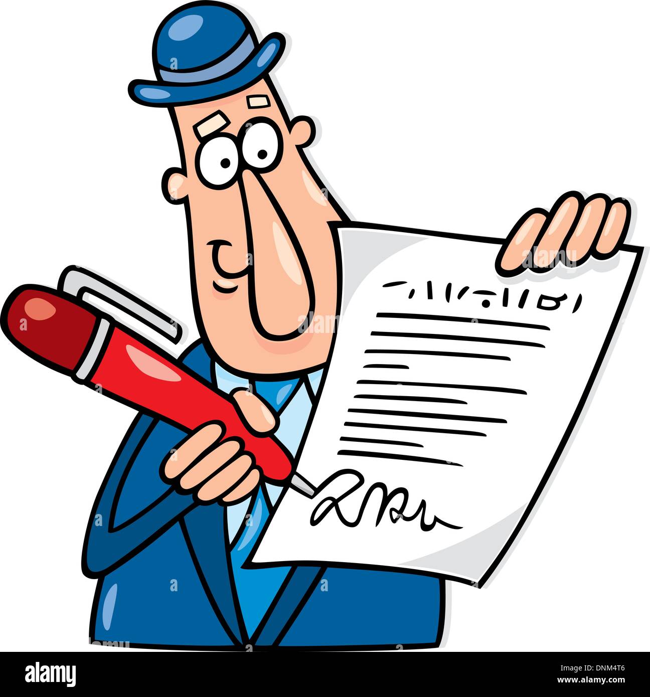 Cartoon illustration of man with agreement Stock Vector Image & Art - Alamy