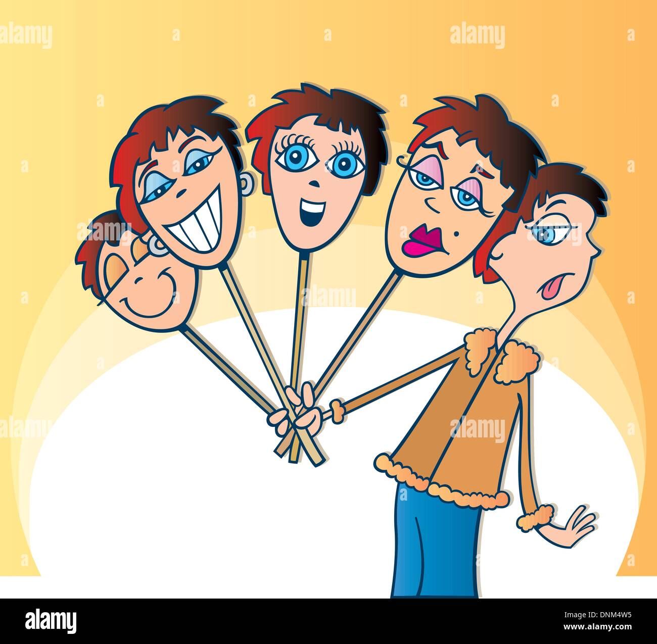 humorous illustration of girl and her masks Stock Vector Image & Art ...