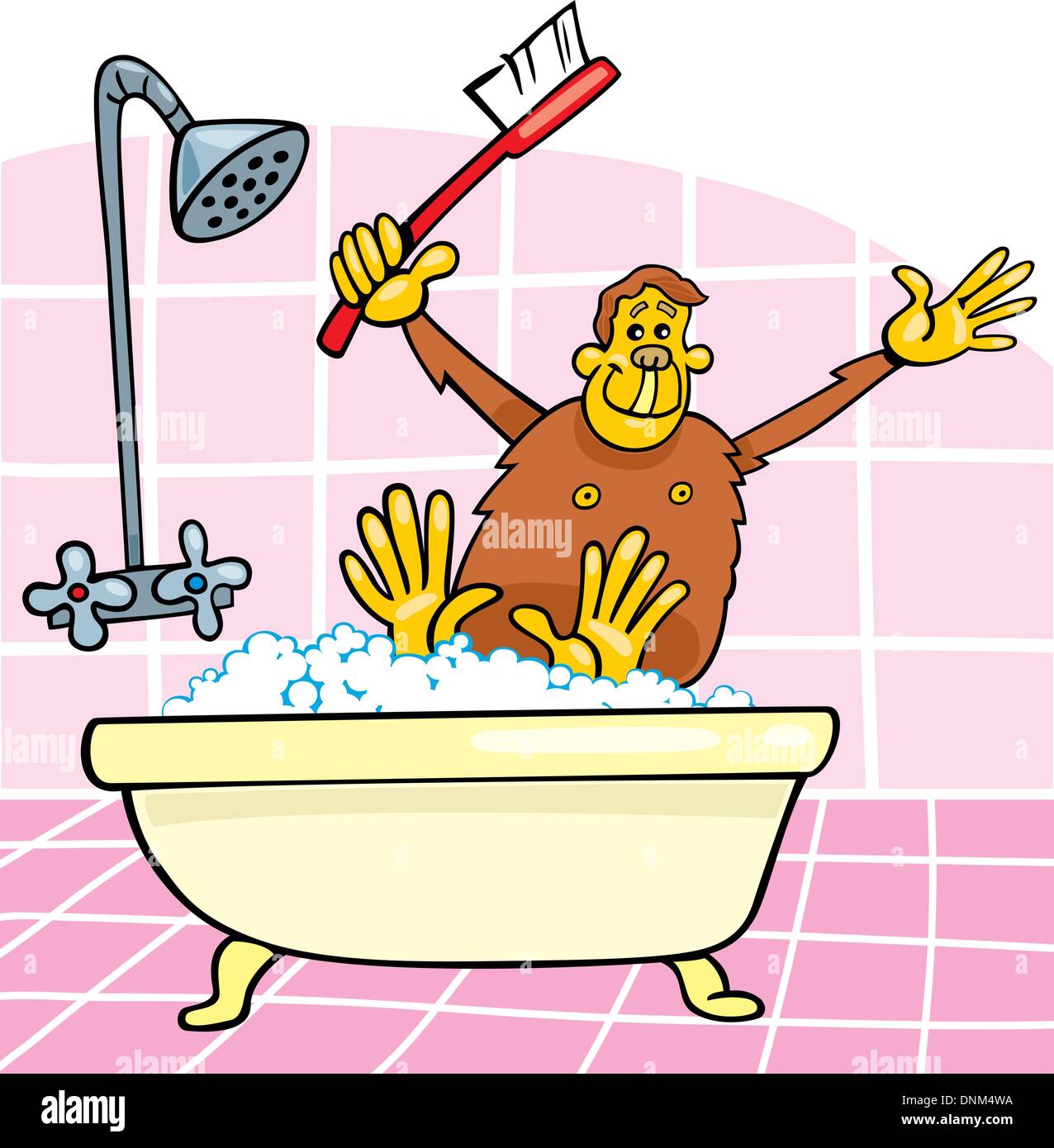 Cartoon illustration of monkey in bath Stock Vector Image & Art - Alamy