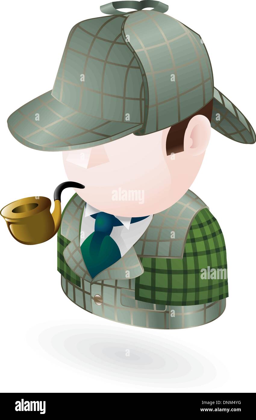 Illustration of a detective smoking a pipe Stock Vector Image & Art - Alamy