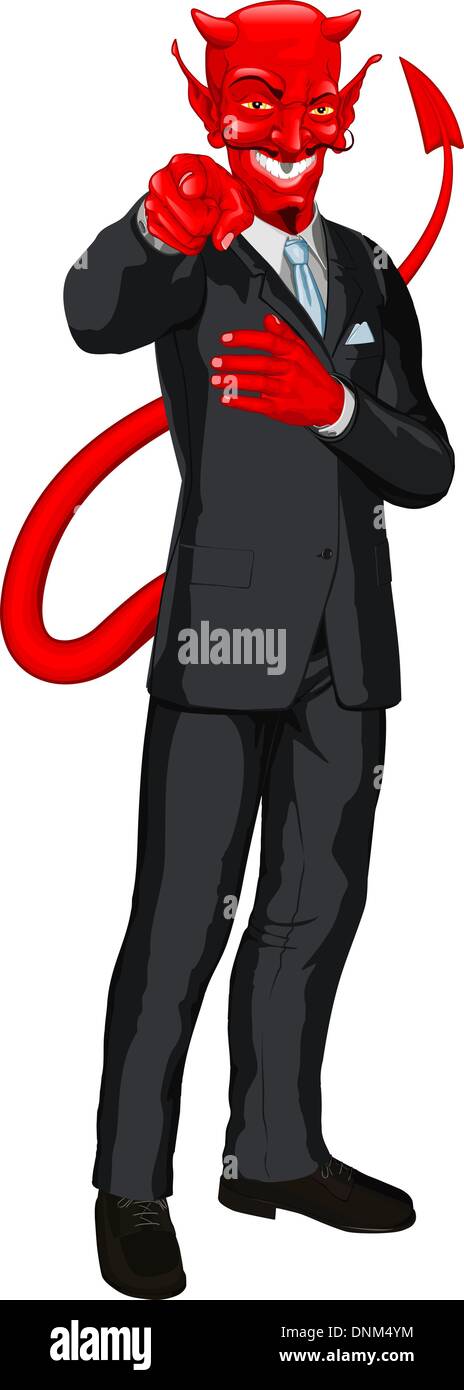 Business man satan in business suit pointing his finger at you Stock ...