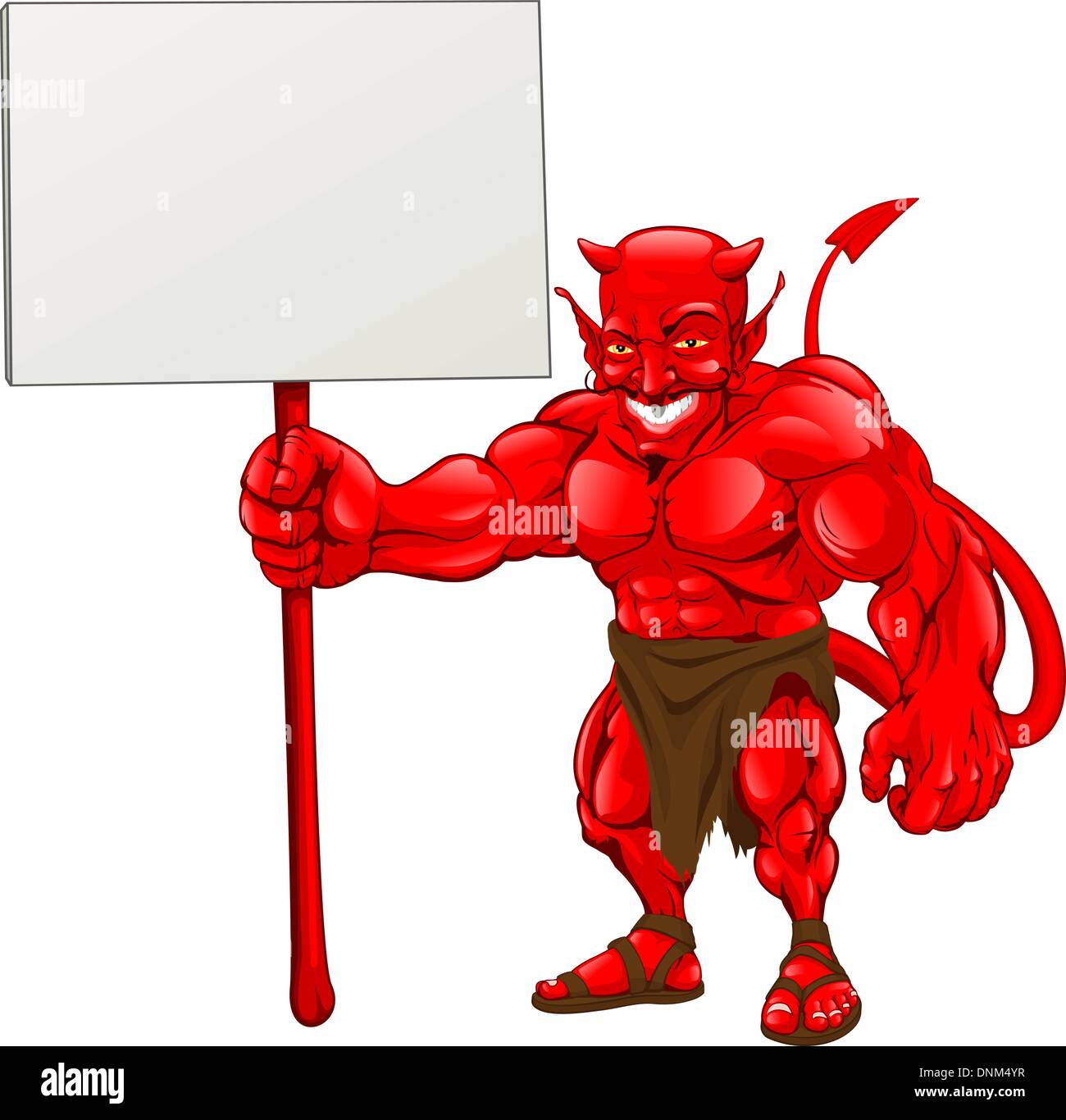 A devil cartoon character illustration standing with sign Stock Vector ...