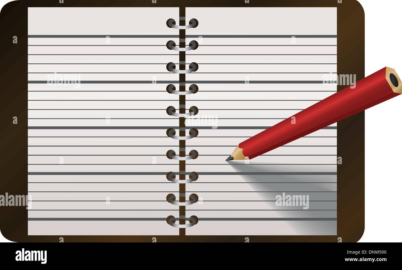 A vector illustration of a pencil writing in diary or other notebook ...
