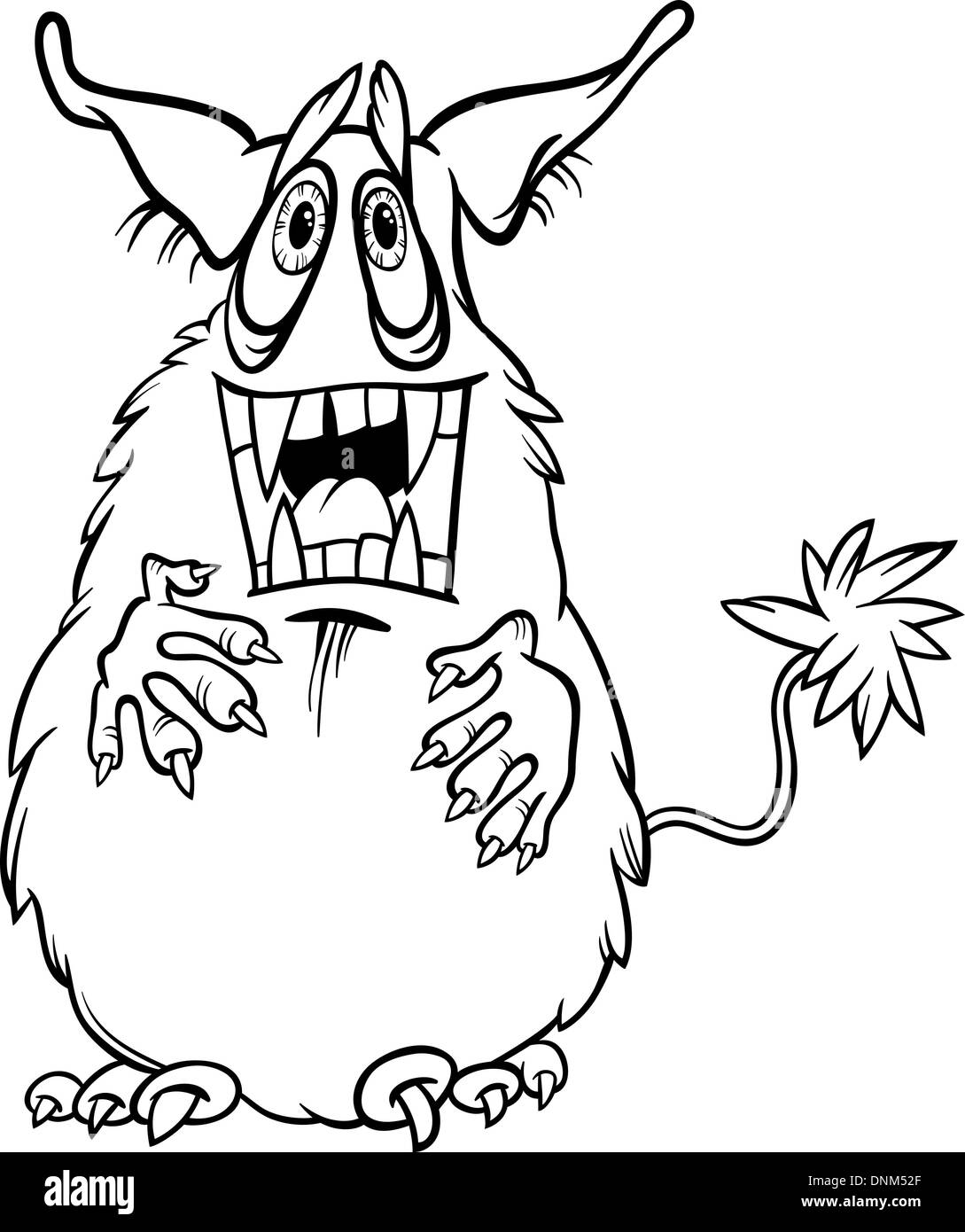 Black and White Cartoon Illustration of Funny Monster or Fright or ...