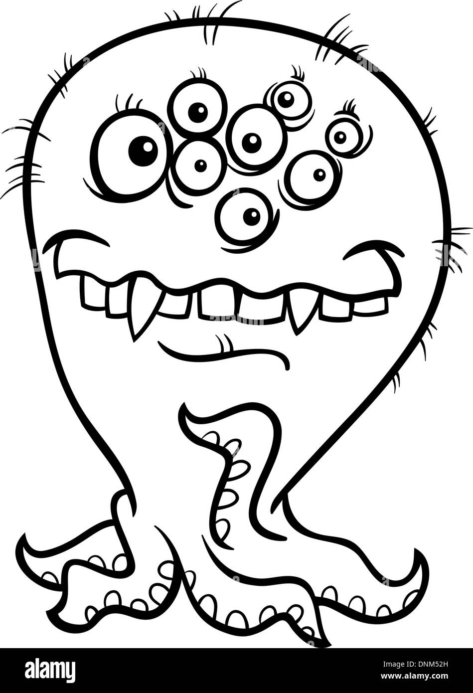 Black and White Cartoon Illustration of Funny Monster or Fright or ...