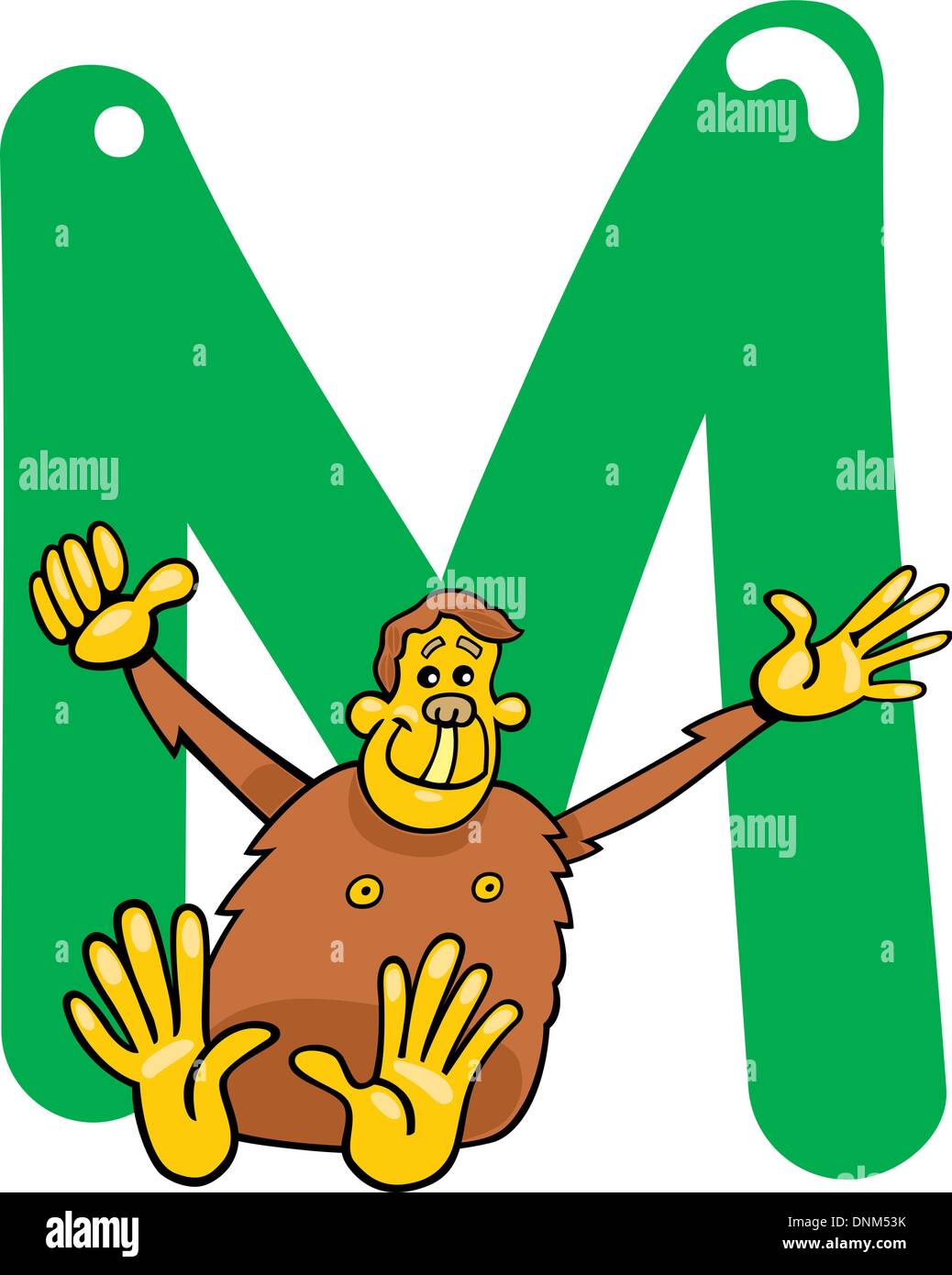 Illustrated Alphabet Letter M And Monkey Stock Vector Poster Cute