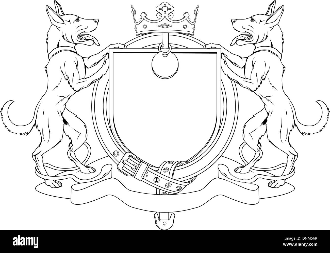 Dog pets heraldic shield coat of arms. Notice the collar instead of ...