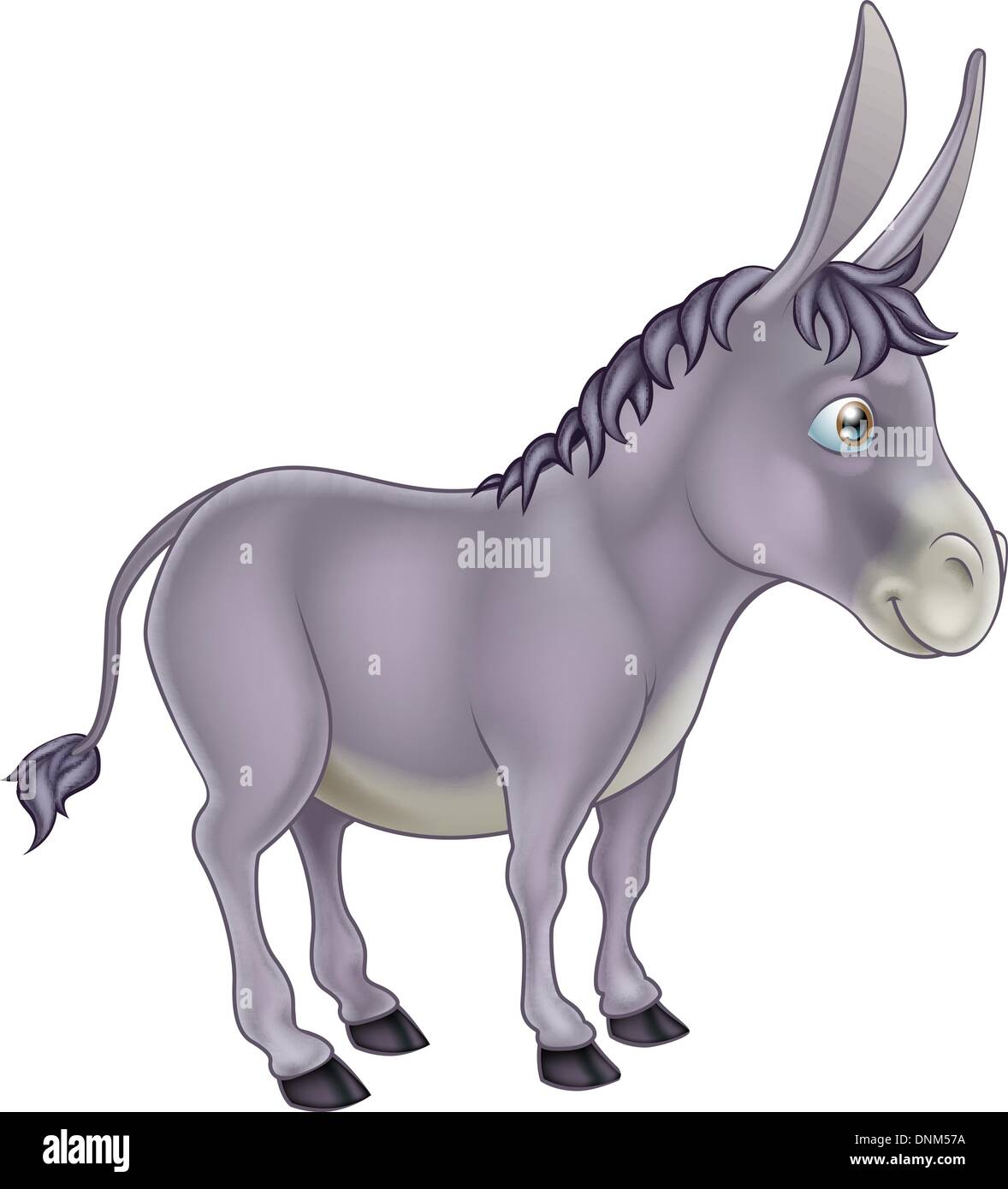 An illustration of a cute grey cartoon donkey character Stock Vector ...