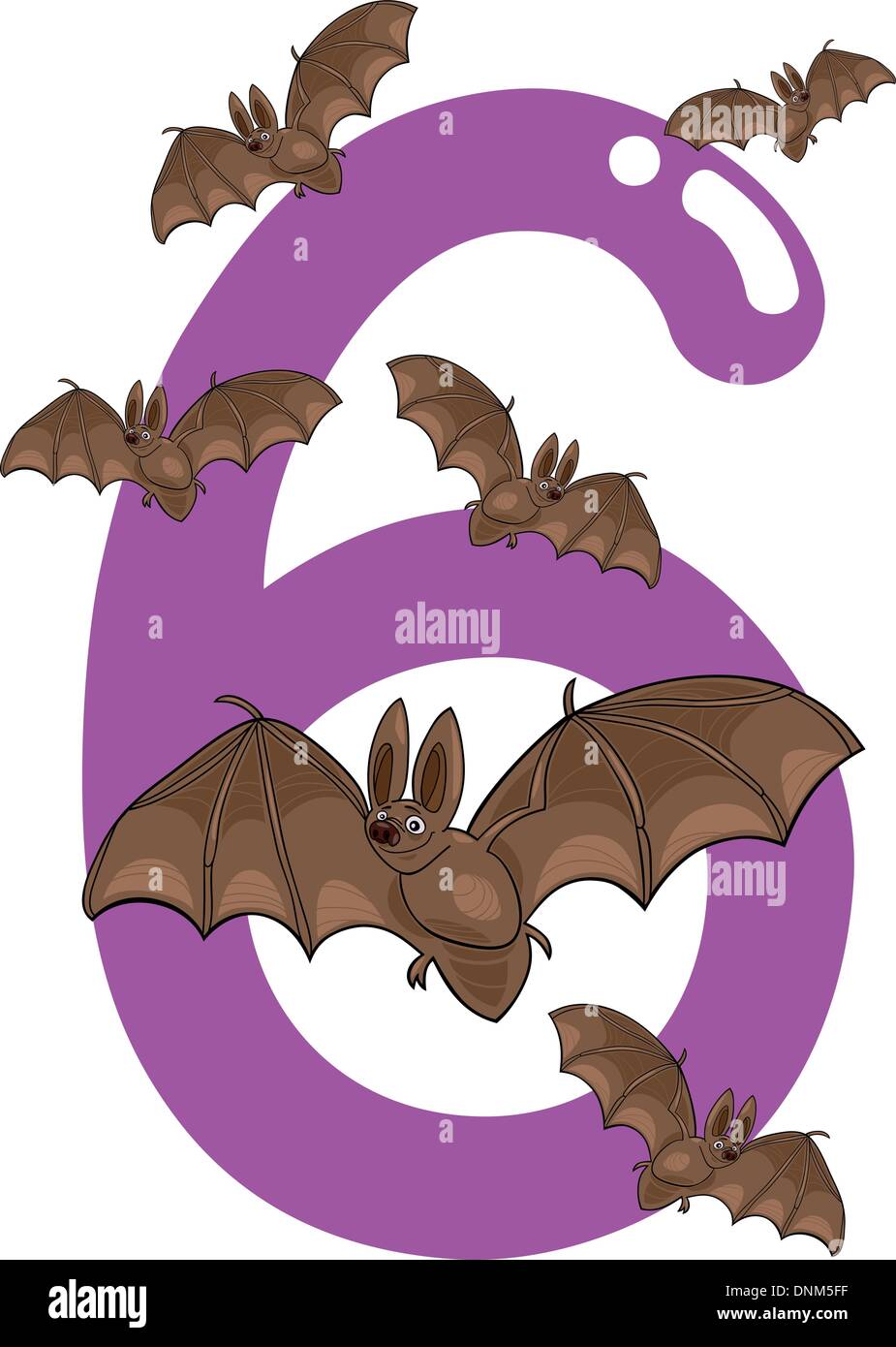 cartoon illustration with number six and bats Stock Vector Image & Art ...