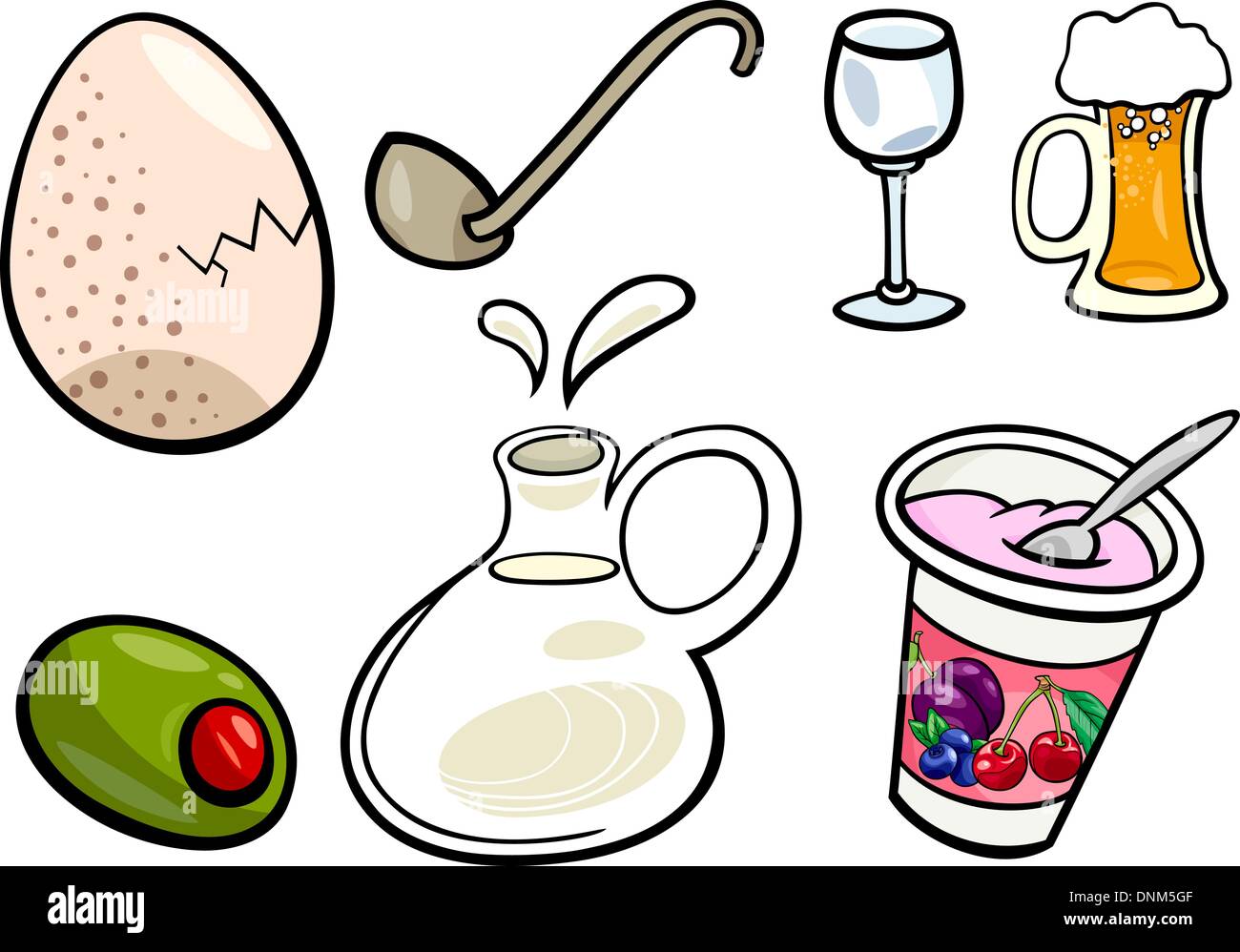 Cartoon Illustration of Food and Drink Objects Clip Art Set Stock ...
