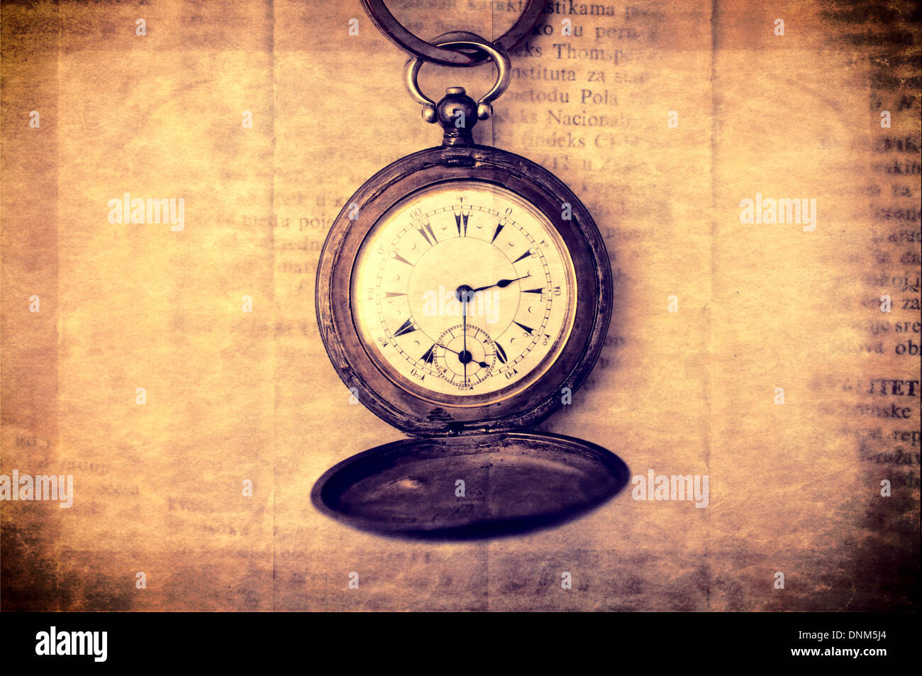 Vintage grunge still life with pocket watch from above Stock Photo - Alamy