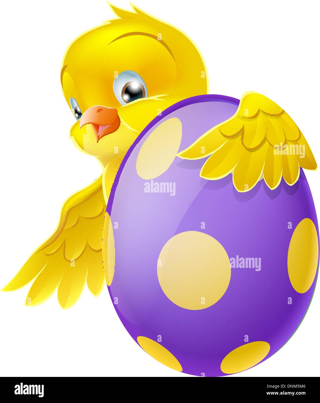Cute Easter chick cartoon character holding onto and peeking round a ...