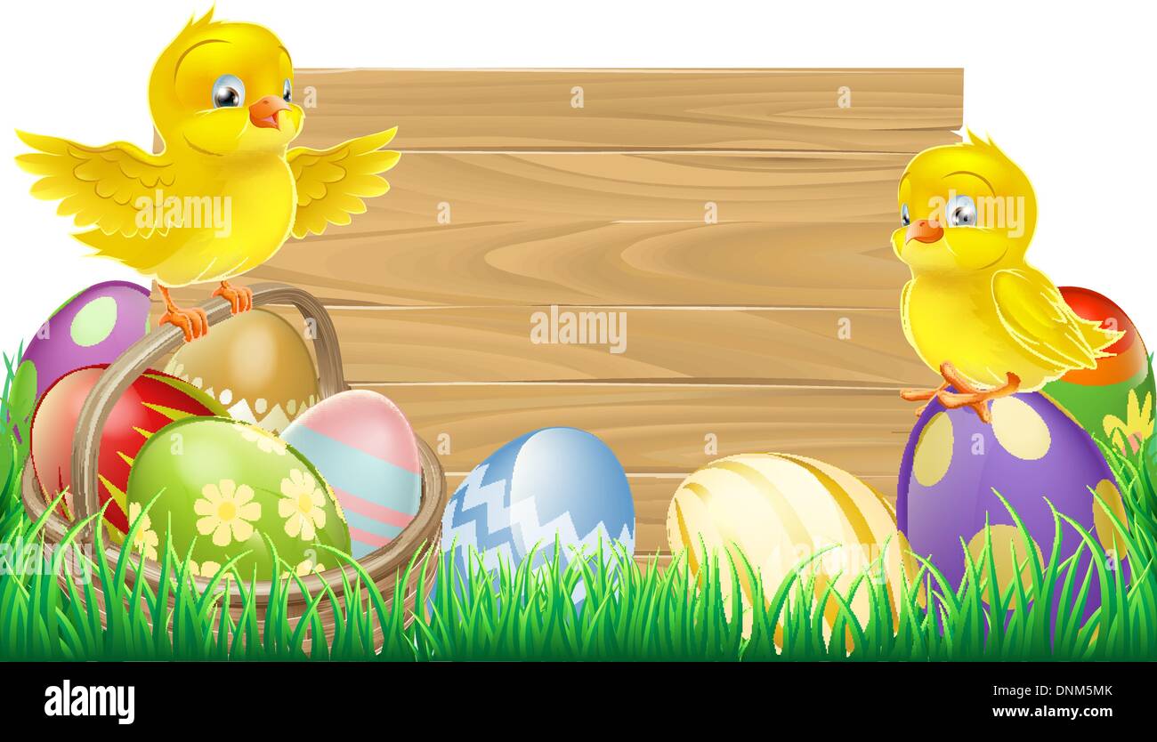 A blank wooden Easter sign with copyspace in the centre for your text ...