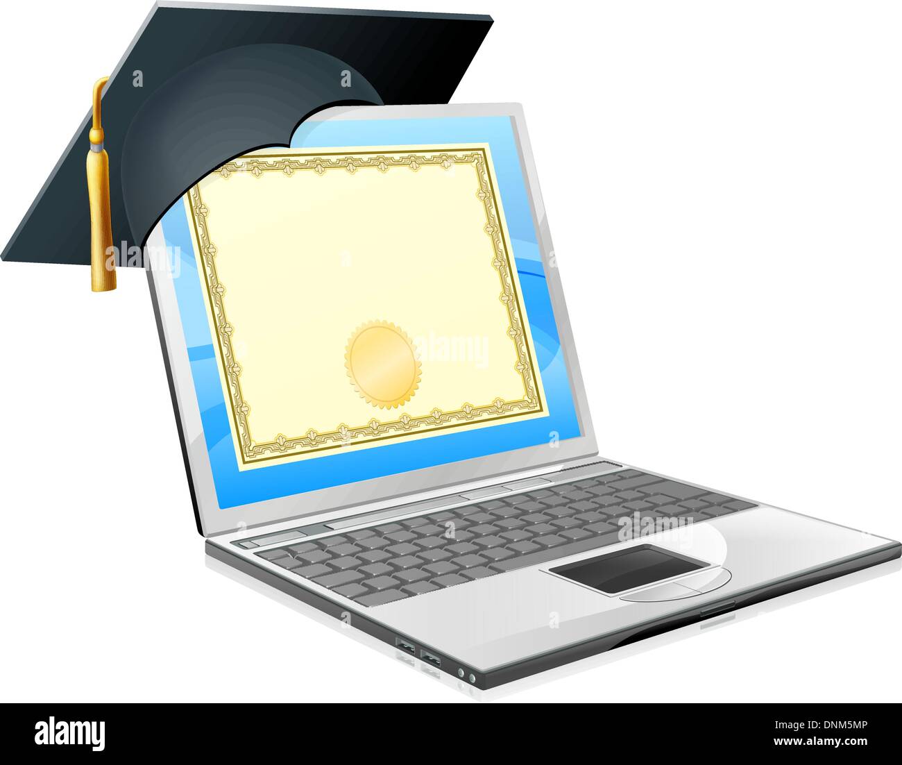 Education laptop concept. Illustration of a laptop computer with a ...
