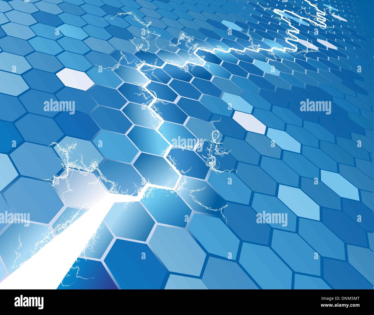 An electric hexagon background concept with lightning jumping across ...