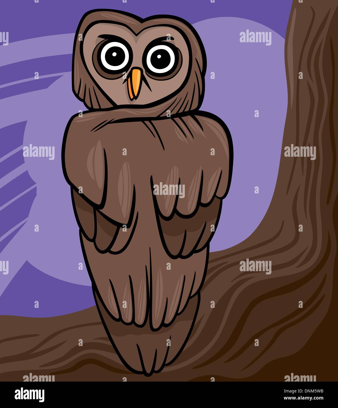 cartoon illustration of owl on the tree Stock Vector Image & Art - Alamy