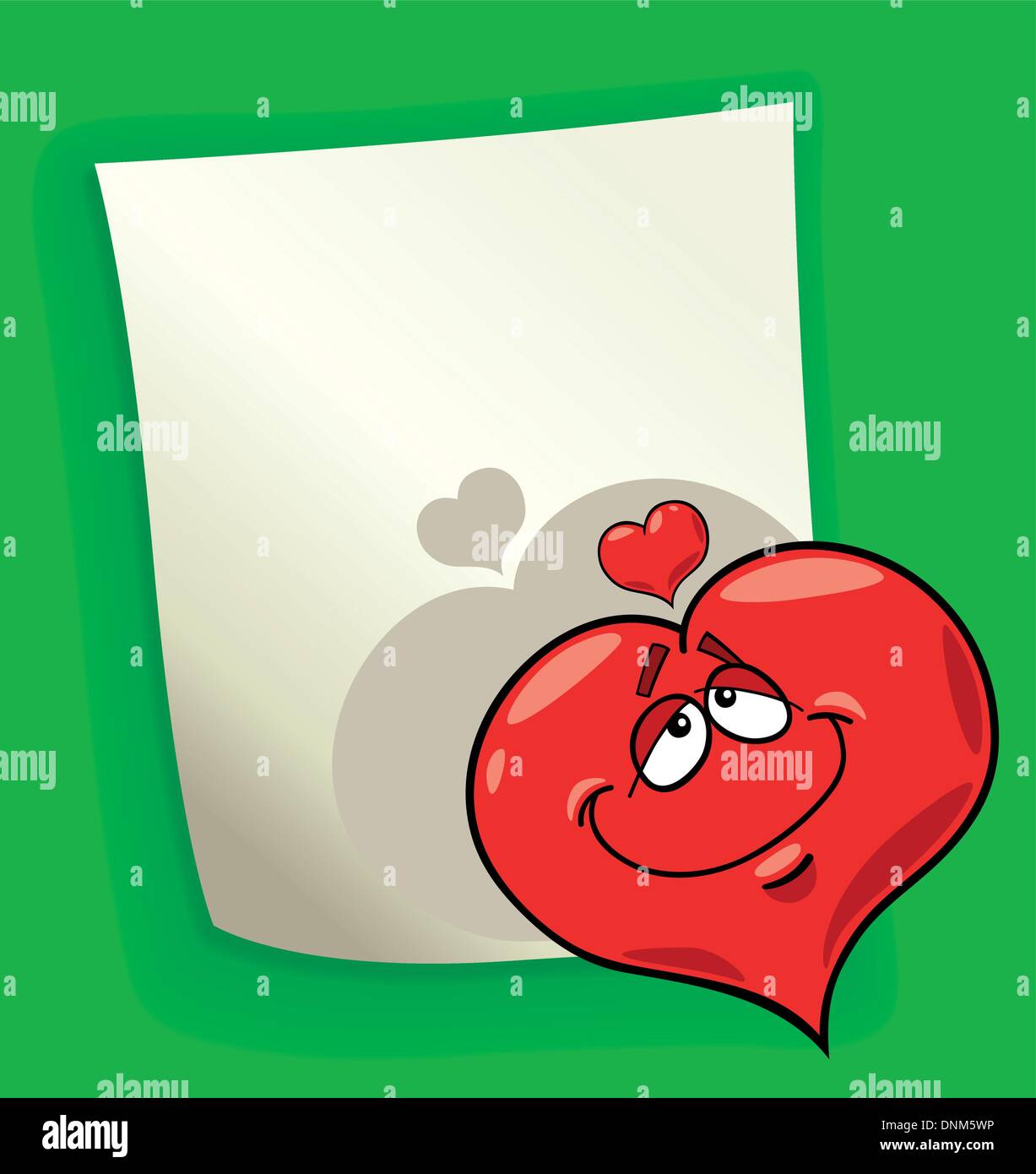 cartoon design illustration with blank page and funny heart in love ...