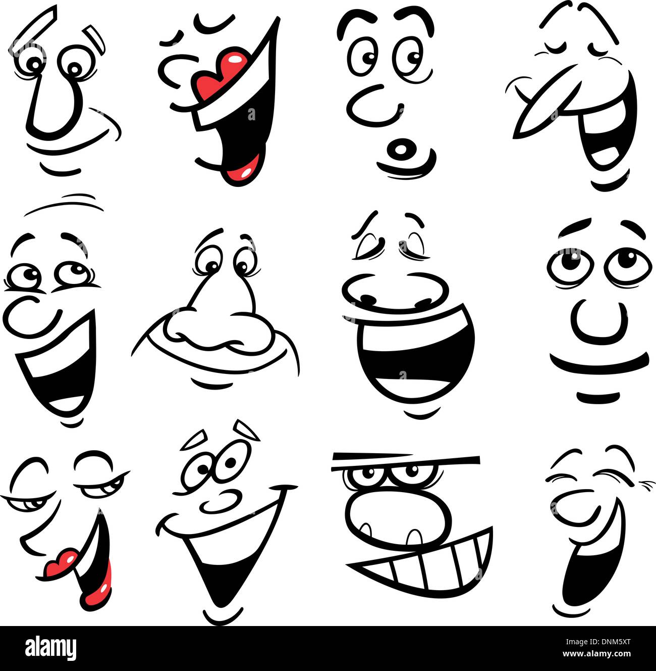 Cartoon faces and emotions for humor or comics design Stock Vector ...