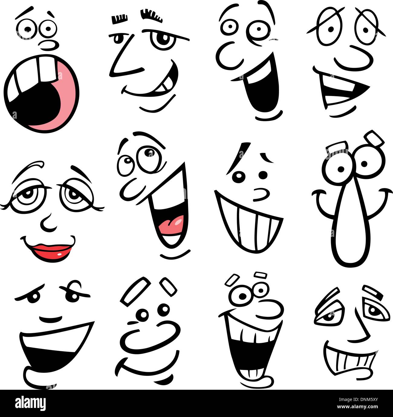 Cartoon faces and emotions for humor or comics design Stock Vector ...