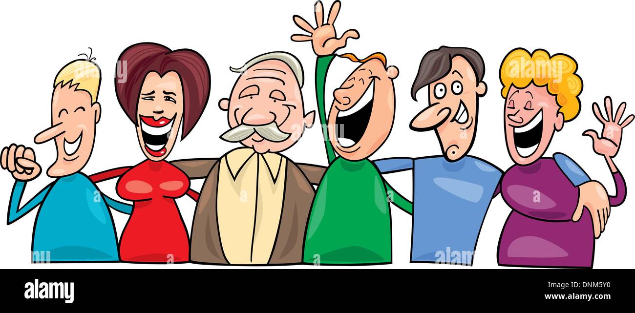 Cartoon Illustration Of Group Of Happy People Stock Vector Image And Art Alamy