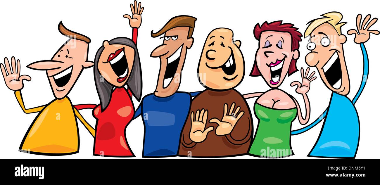 Cartoon illustration of group of happy people Stock Vector Image & Art ...