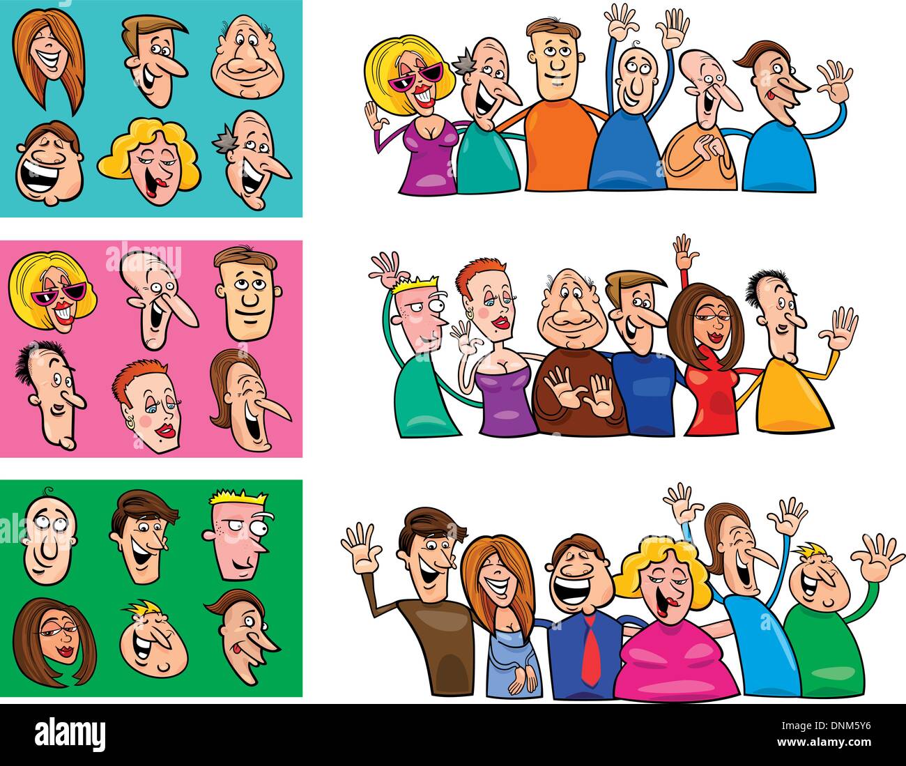 cartoon illustration of happy people big set Stock Vector Image & Art ...