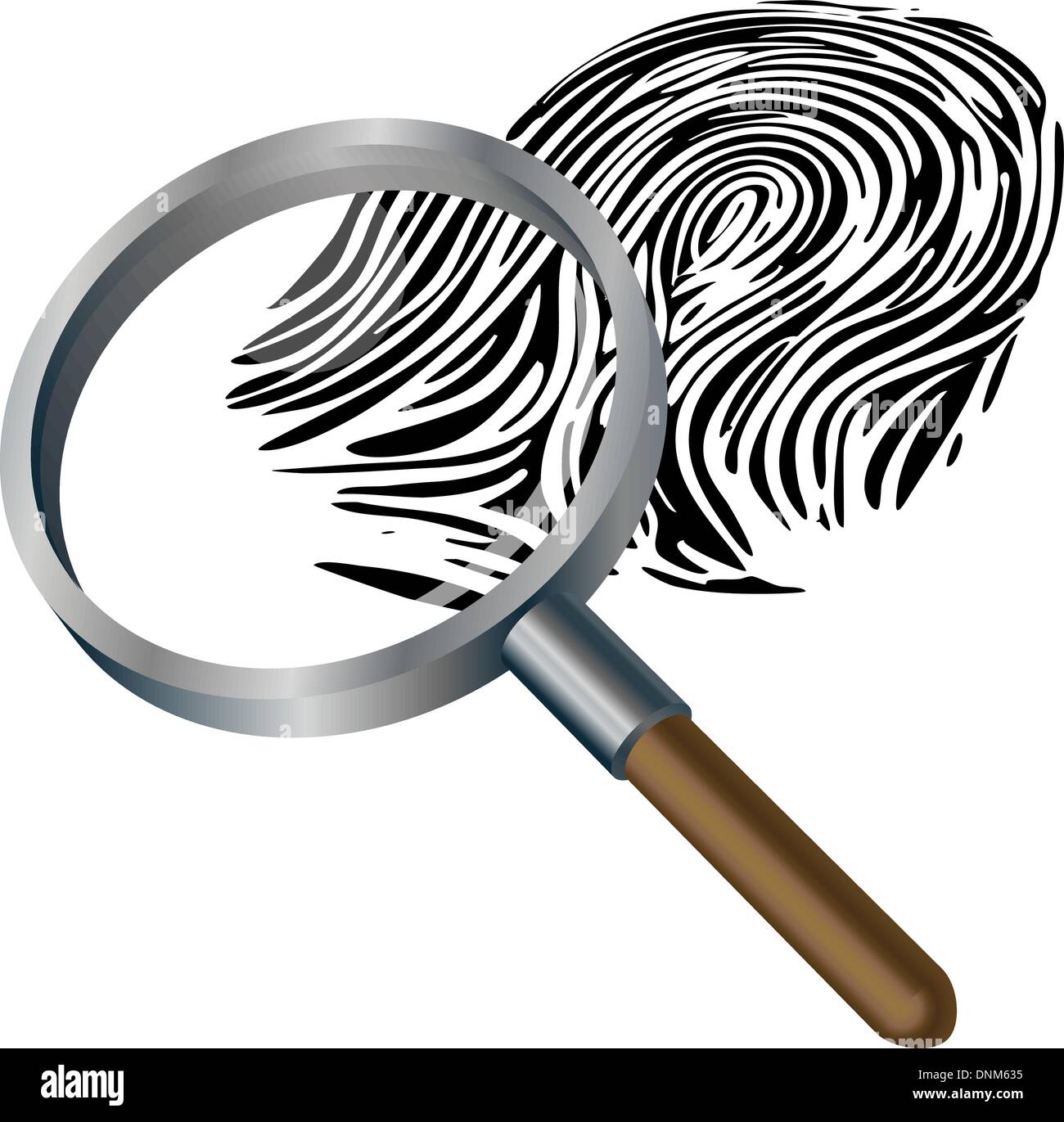 An illustration of a spyglass magnifying a fingerprint Stock Vector ...