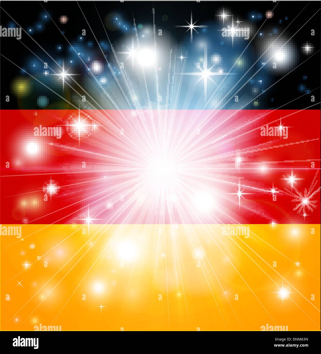 Flag of Germany background with pyrotechnic or light burst and copy ...