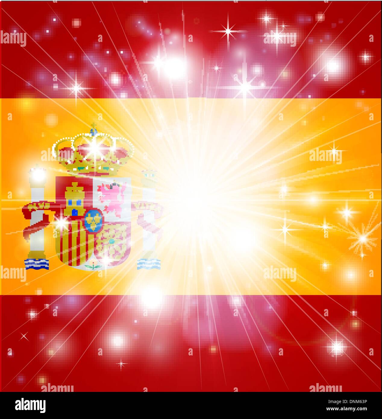 Flag of Spain background with pyrotechnic or light burst and copy space ...