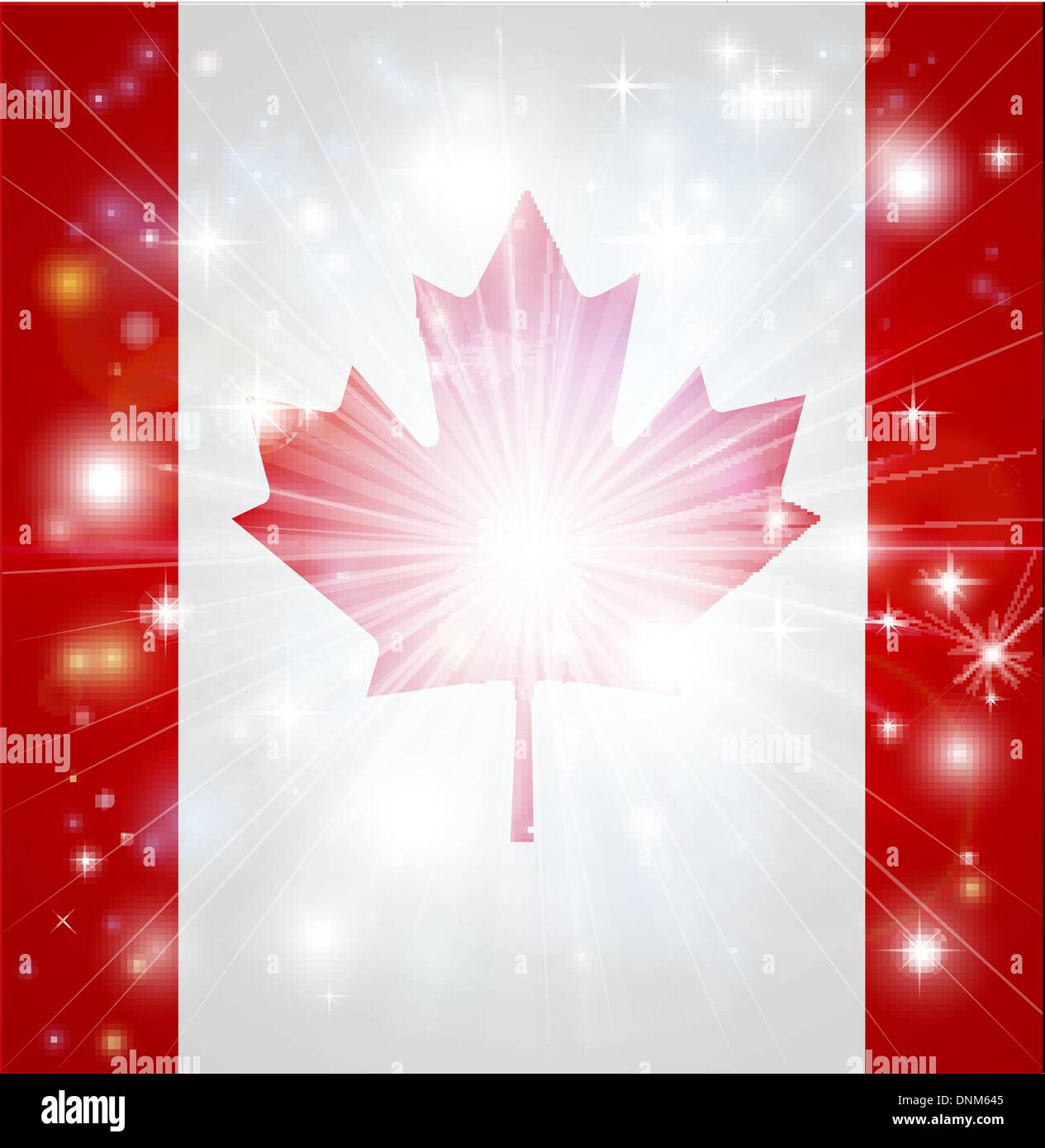 Flag of Canada background with pyrotechnic or light burst and copy ...