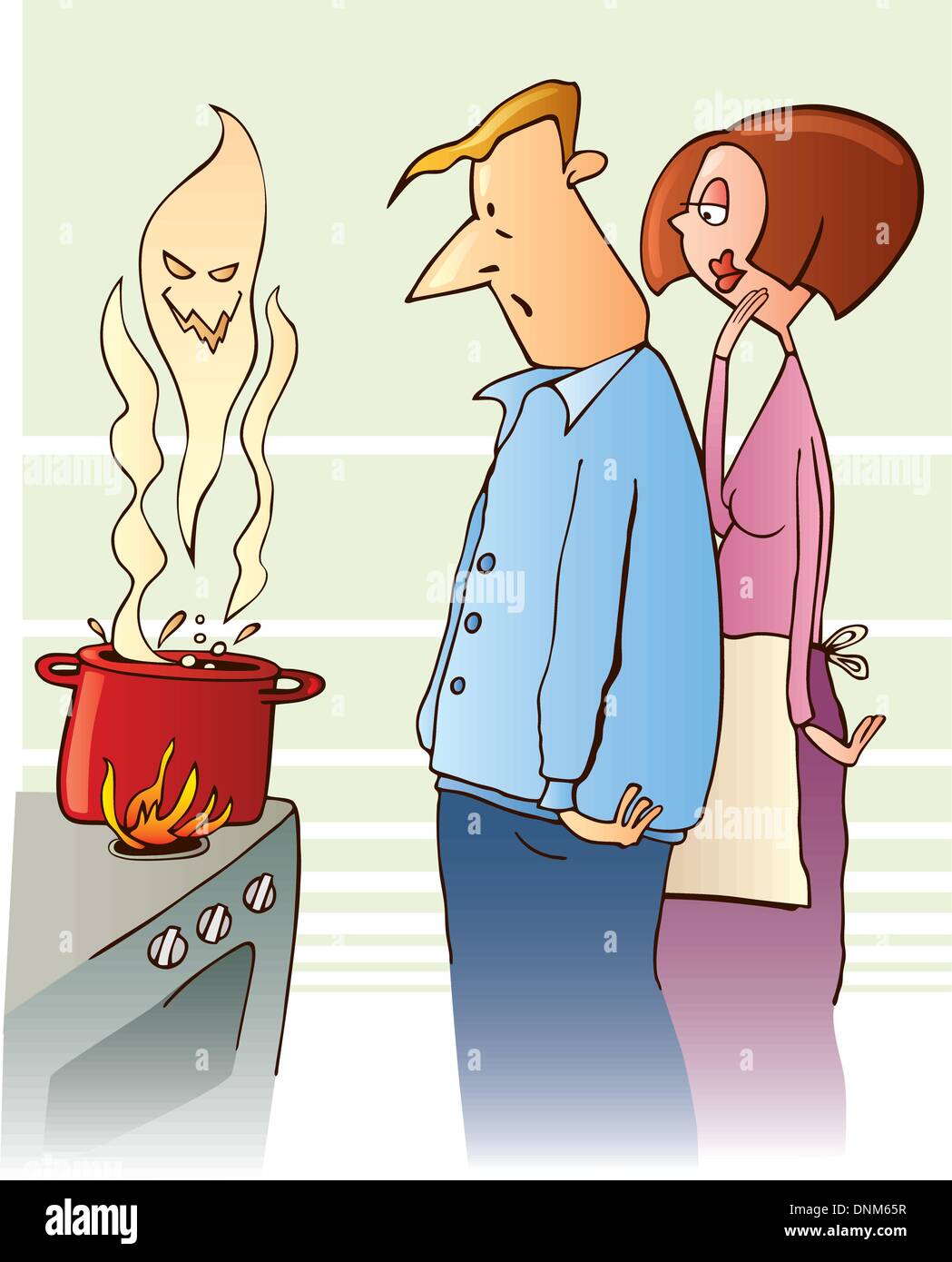 Illustration of shocked family and boiling toxic soup Stock Vector ...