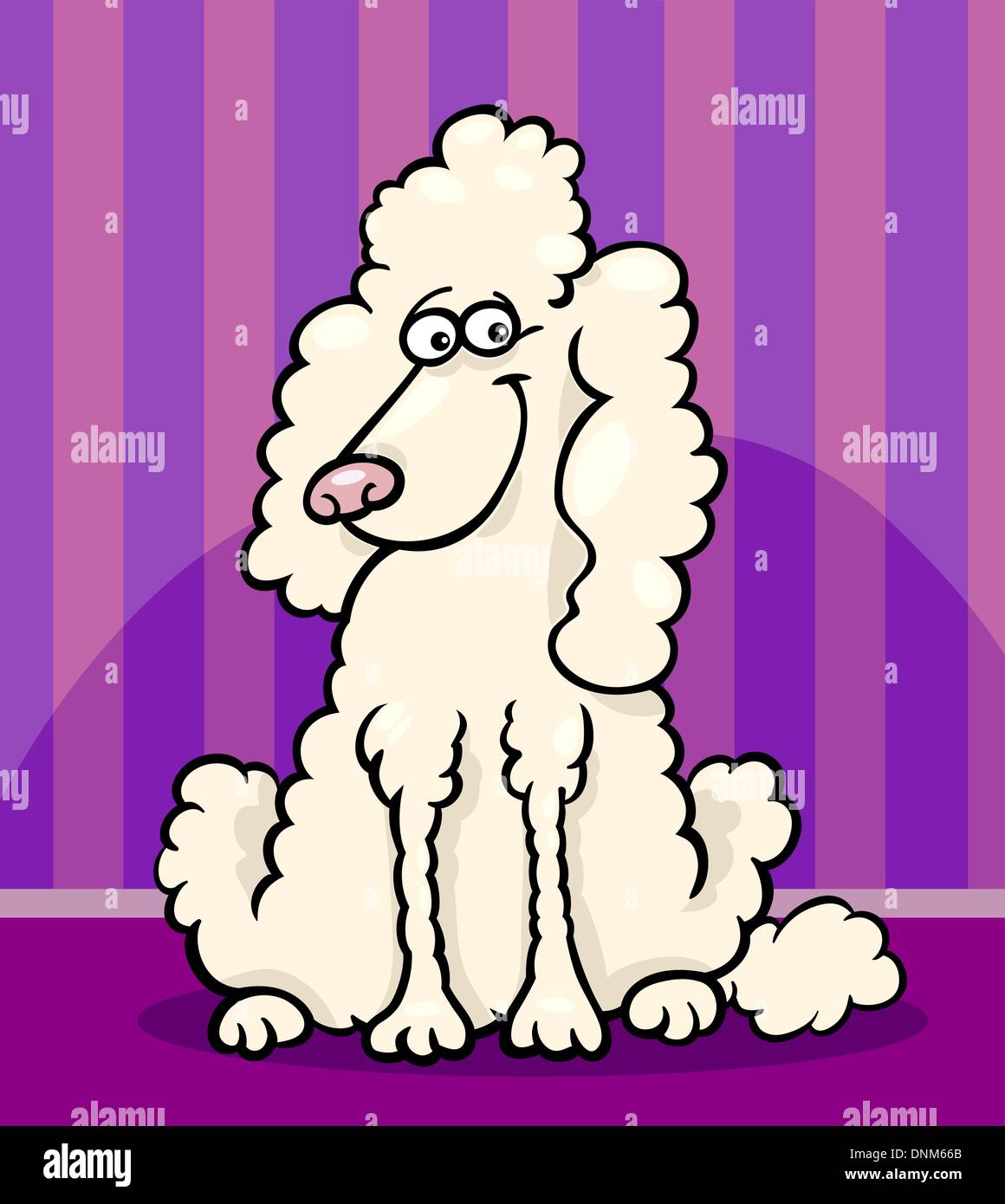 Cartoon Illustration of Funny Purebred White Poodle against Wall at ...