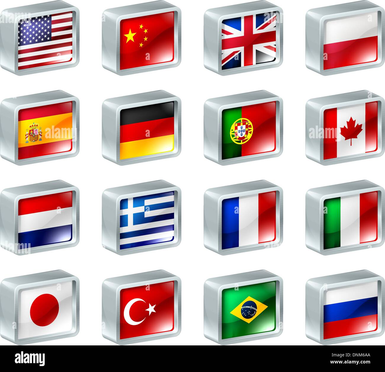 Flag icons or buttons, can be used as language selection icons for translating web pages or ...