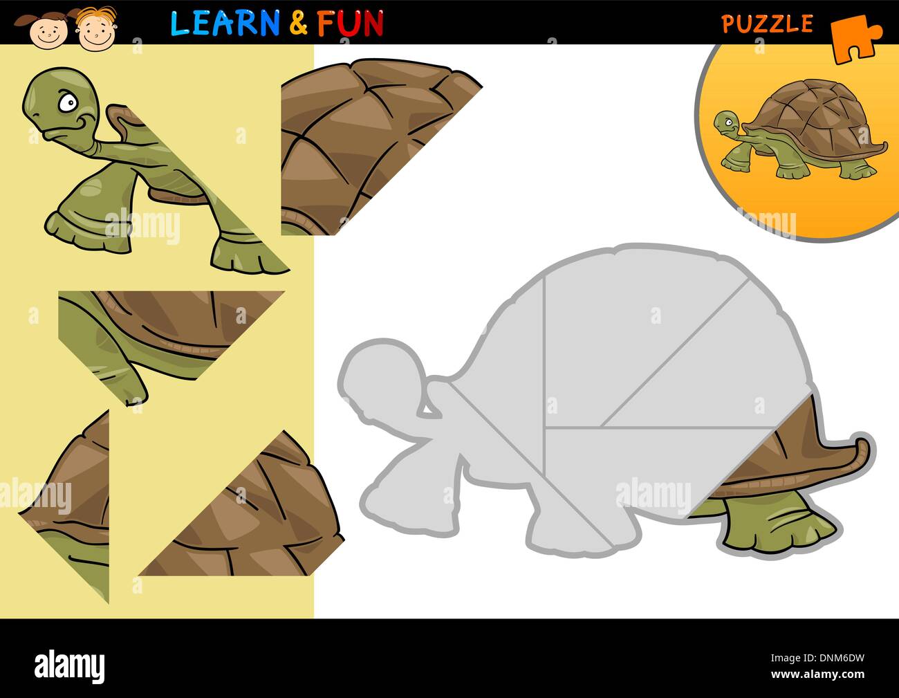 Cartoon Illustration of Education Puzzle Game for Preschool Children ...
