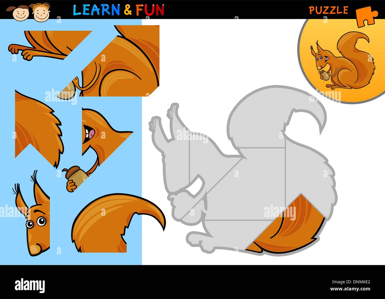Cartoon Illustration of Education Puzzle Game for Preschool Children ...