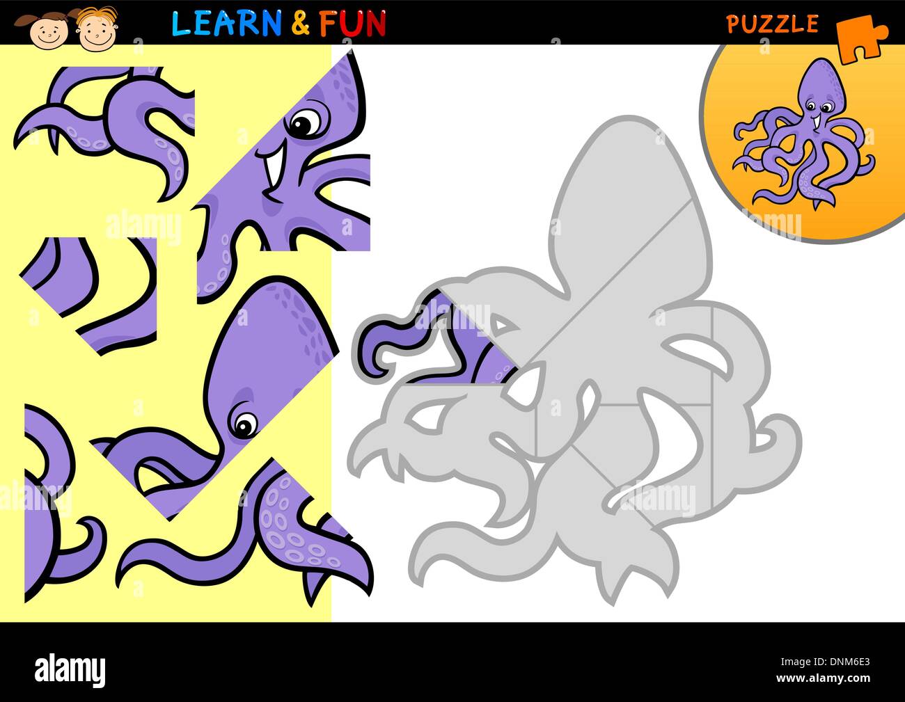 Cartoon Illustration of Education Puzzle Game for Preschool Children ...