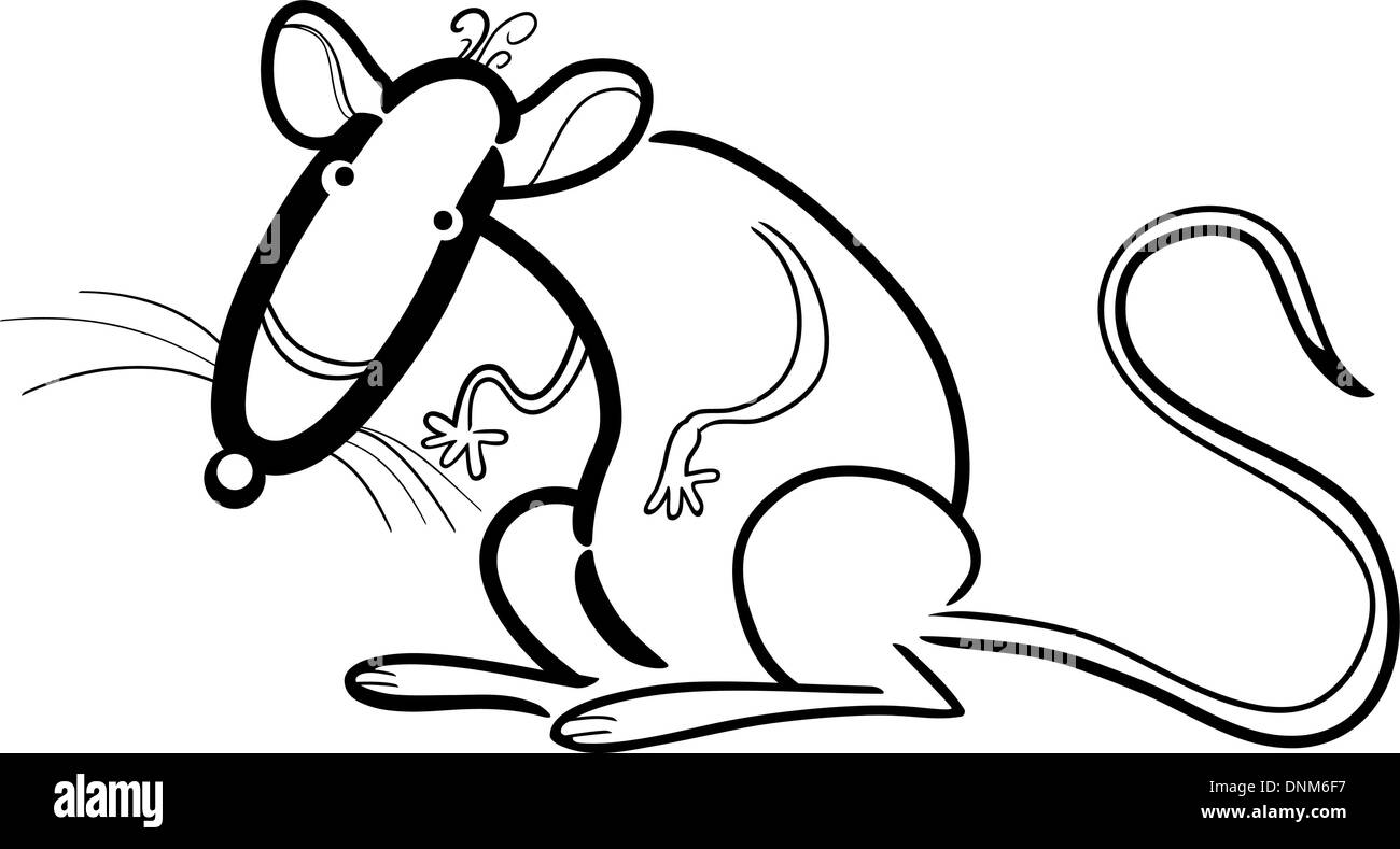 Cartoon Humorous Illustration of Rat Animal Character for coloring book ...